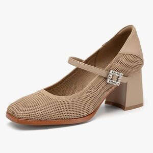Cosy Island | Shoes | Cosy Island Tan Mary Jane Shoes With A Rhinestone ...